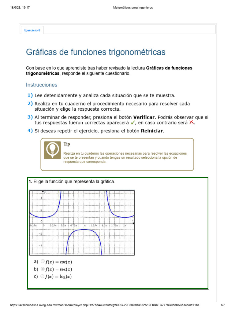 Gráficas De Funciones Trigonométricas Pdf Matemáticas 0567
