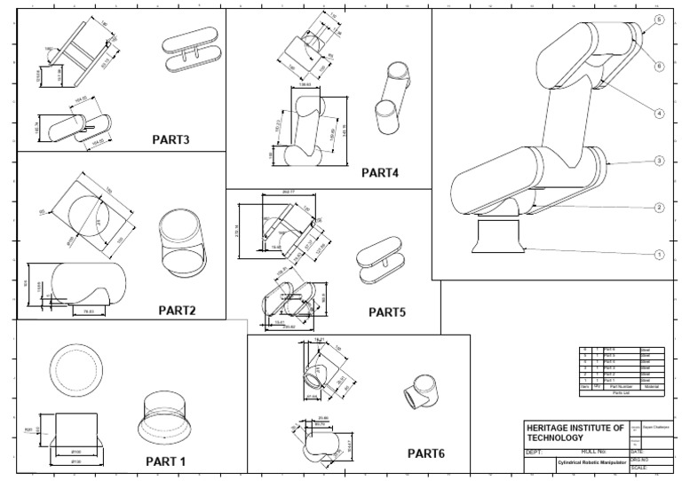 Cylindrical Robotic Manipulator Drawing | PDF