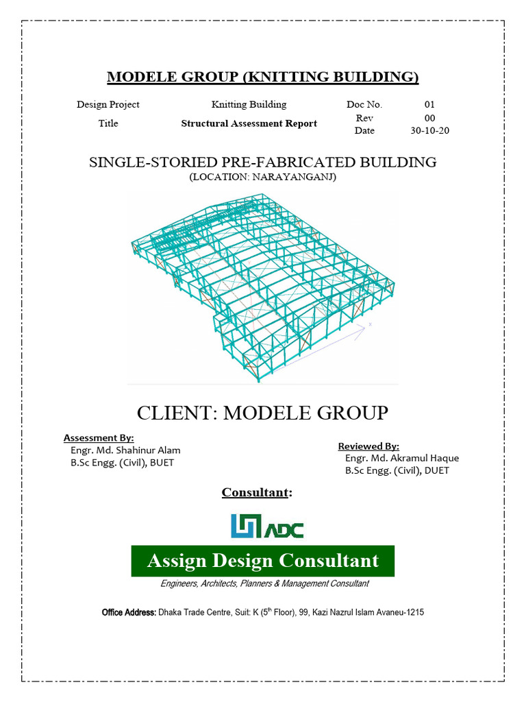 Design Report - Modele Knitting Building Steel Building - Narayanganj | PDF | Structural Load ...