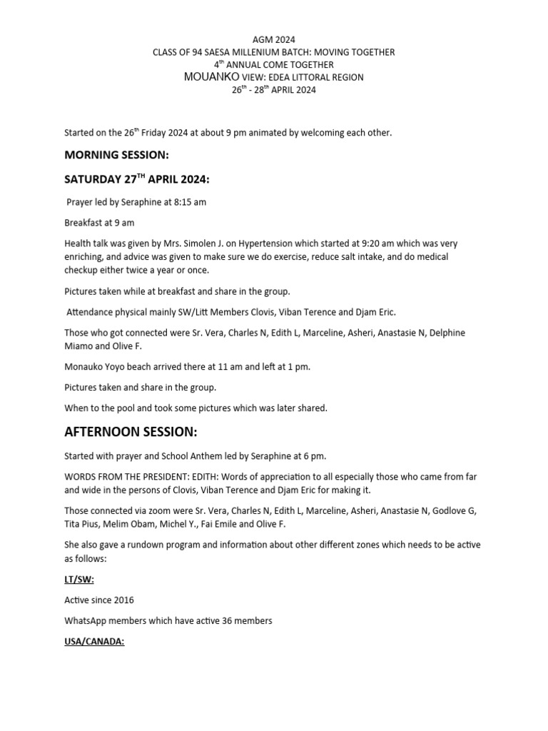 AGM 2024 Class of 94 Highlights | PDF