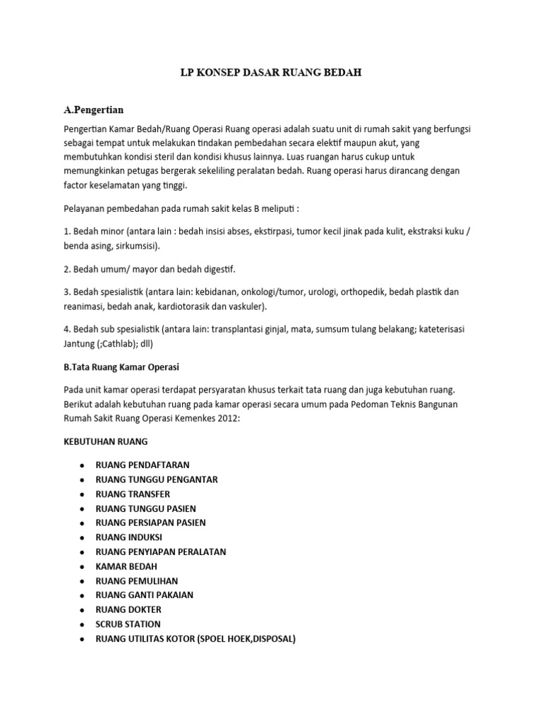 LP Konsep Dasar Ruang Bedah | PDF