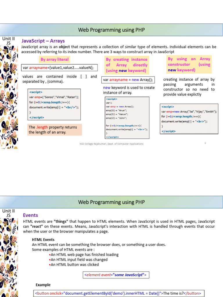WebPHP Unit23 - PDF | PDF | Java Script | Html WebPHP Unit23 - PDF | PDF | Java Script | Html