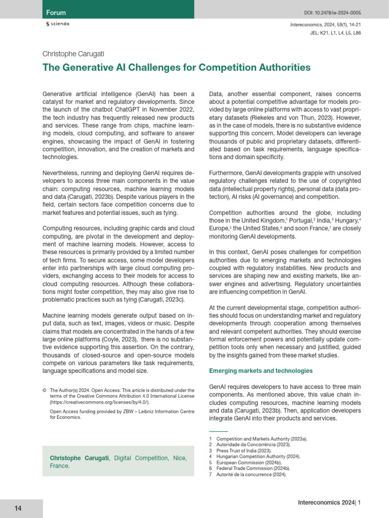 The Generative Ai Challenges For Competition Authorities | PDF | Cloud ...