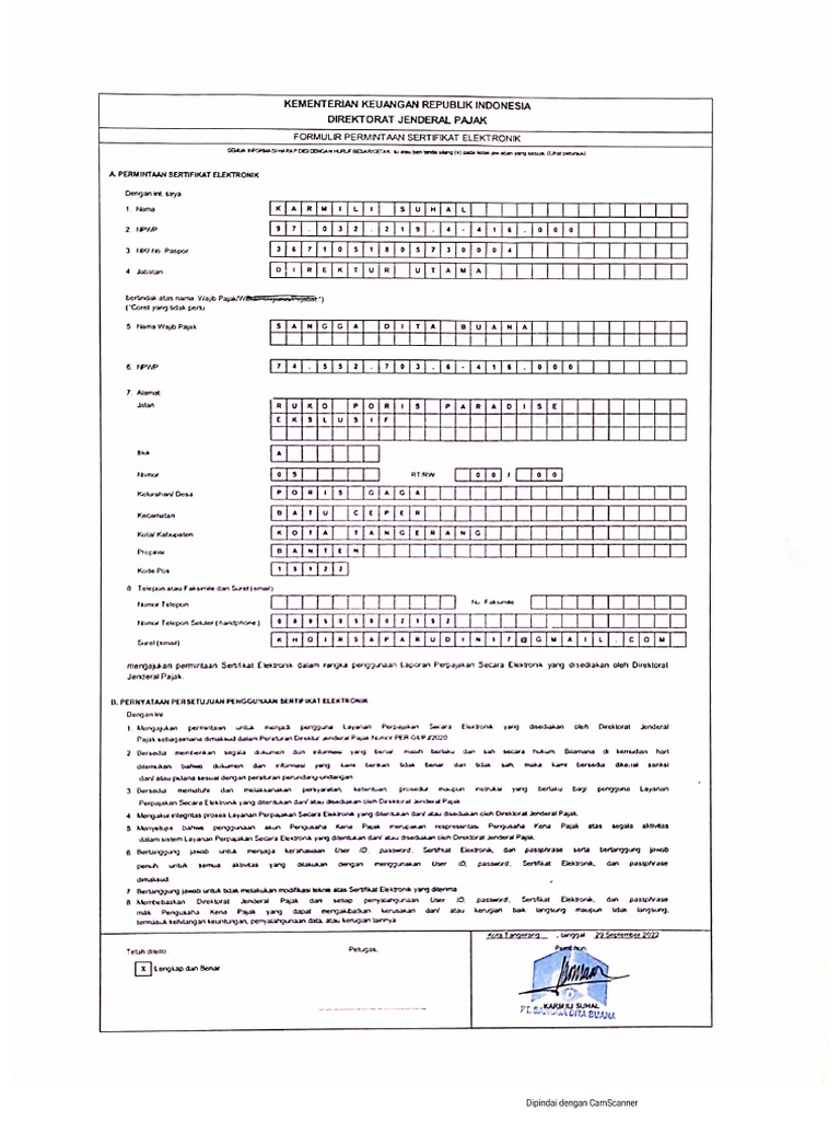Formulir Permintaan Sertifikat Elektronik | PDF