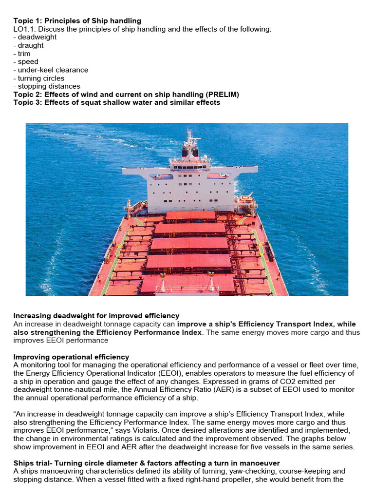 Topic 1 2 3 Principle of Ship Handling | PDF | Ships | Rudder