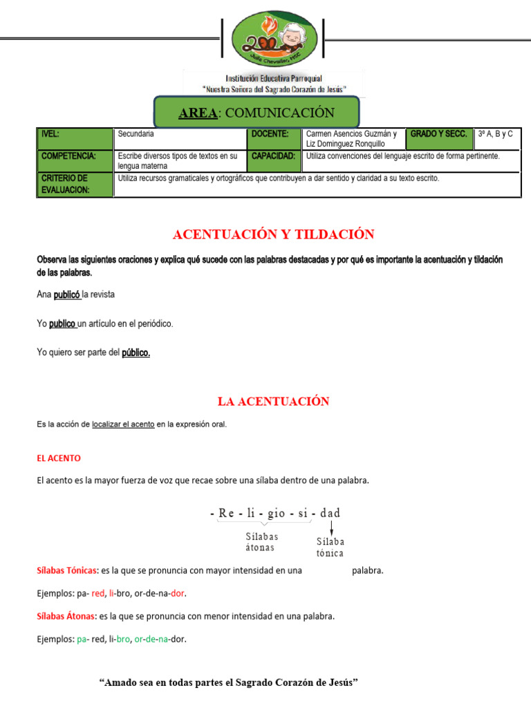 Tildacion y Acentuacion | PDF | Palabra | Sílaba