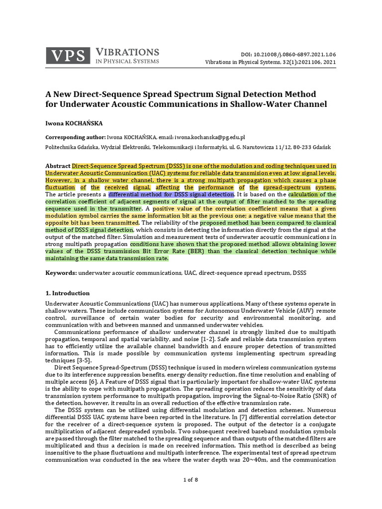 A New Direct Sequence Spread SpectrColour | PDF | Modulation | Bit Rate