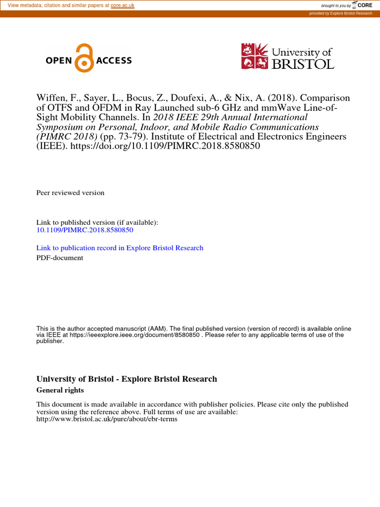 Symposium On Personal, Indoor, and Mobile Radio Communications (PIMRC 2018) (Pp. 73-79 ...