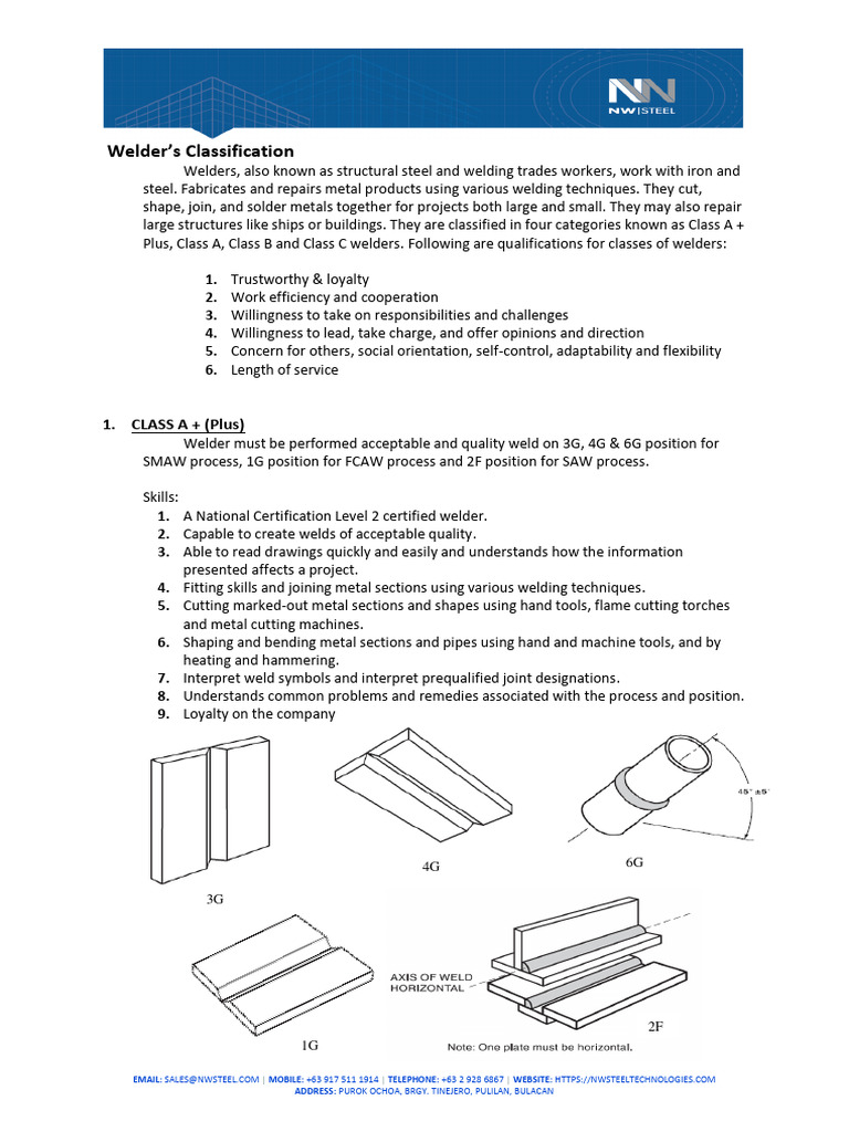 Welders Classification | PDF | Welding | Construction