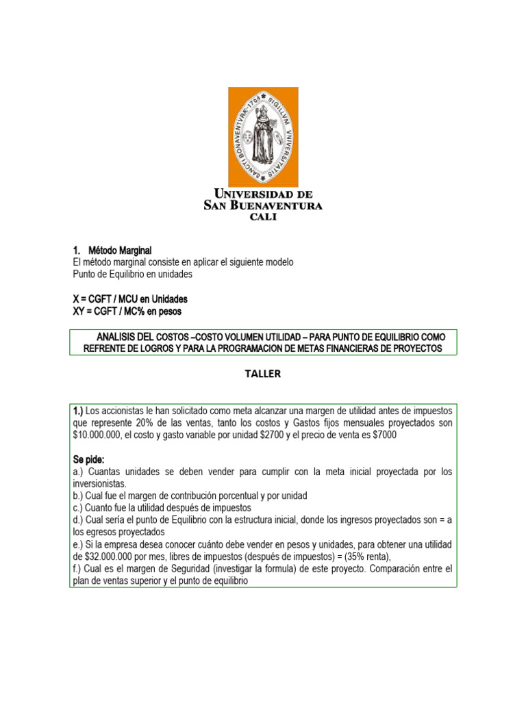Taller de Analisis de Equilibrio para Cumplimiento de Metas de Ingresos ...