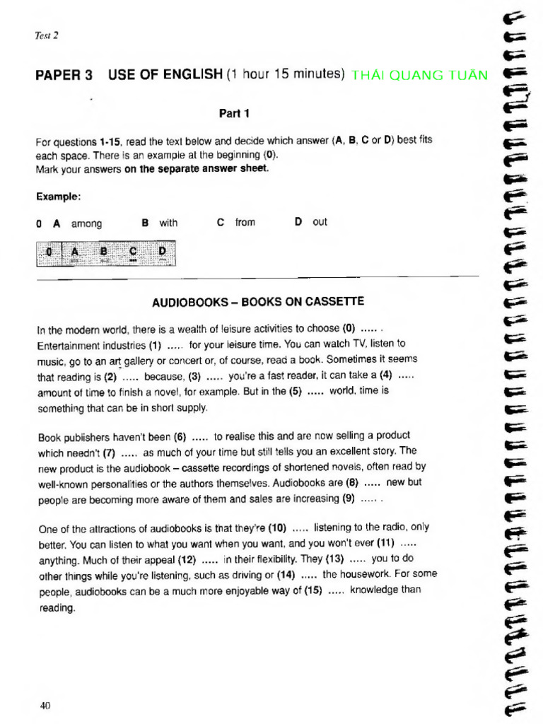 Test FCE 5 | PDF | Audiobook