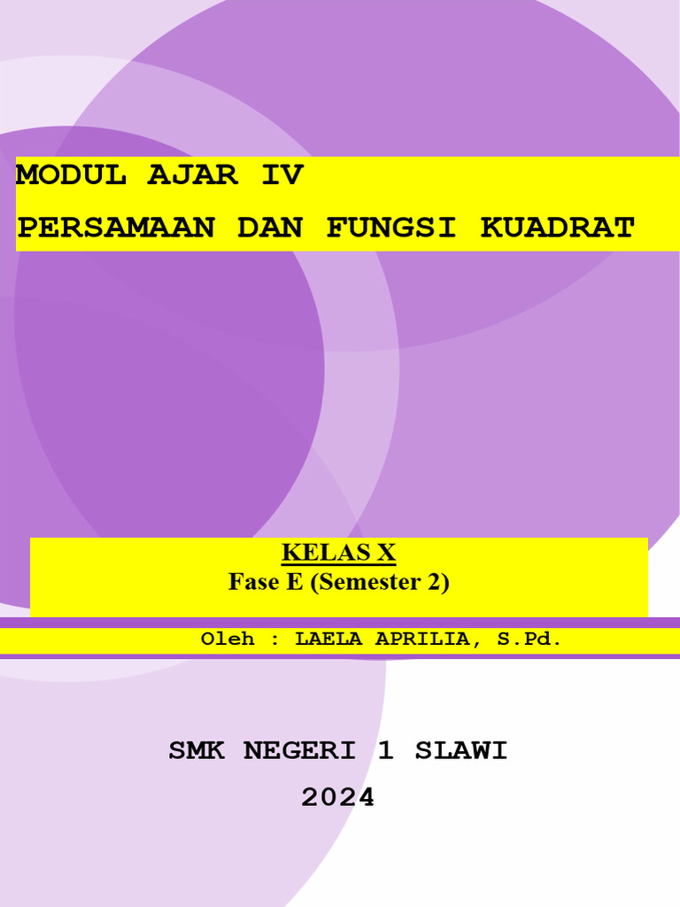 Modul Ajar Persmaan Kuadrat Ekin TW 1 | PDF