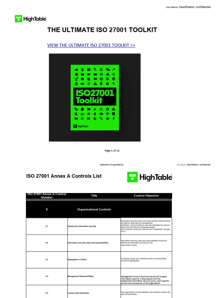 ISO 27001 Controls List | Download Free PDF | Information Security | Security