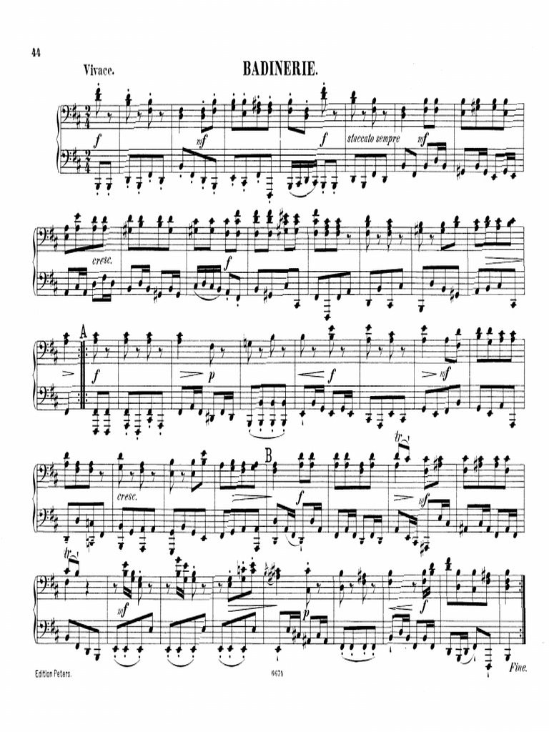 Bach - Badinerie - Arr by Schmidt 4 Hands | PDF