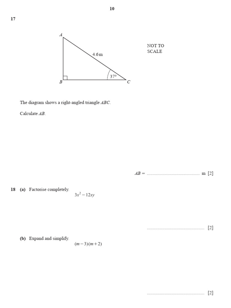 Trigonometry Past Paper Pdf Triangle Euclidean Plane Geometry