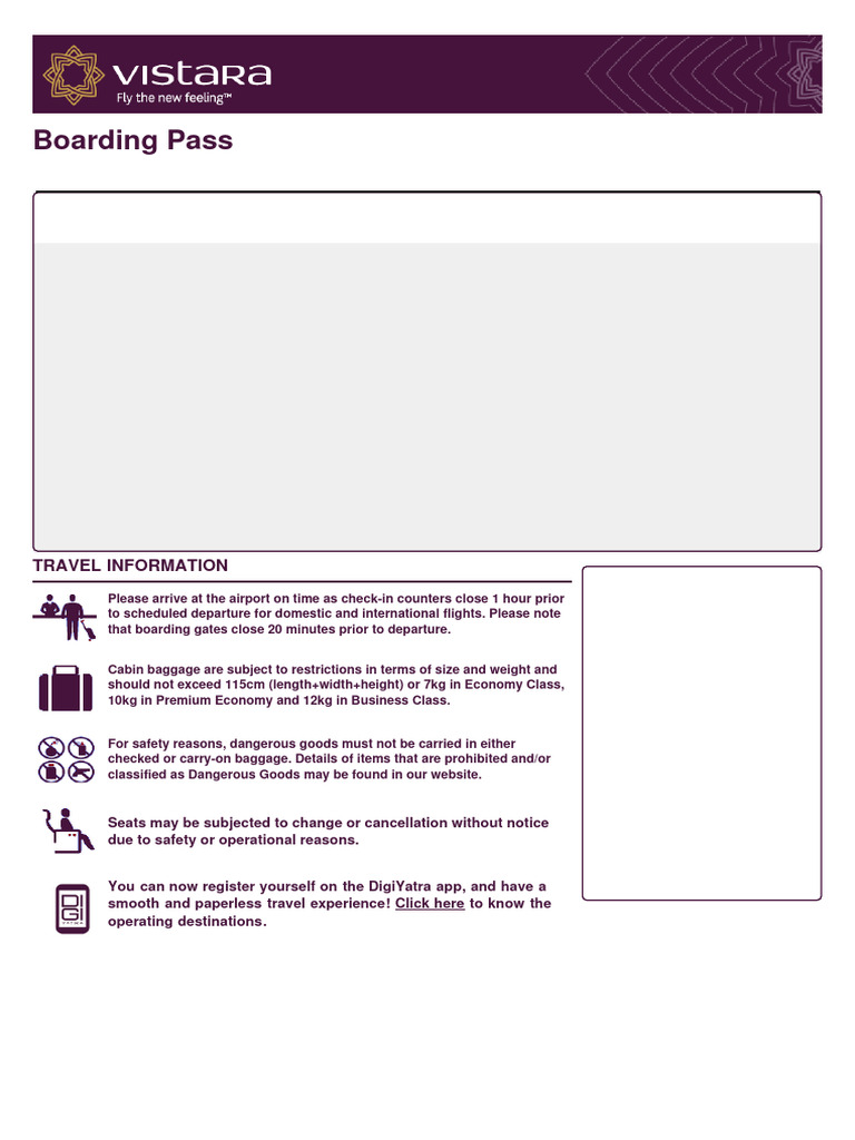 Essential Boarding Pass Travel Info | PDF | Business | Finance & Money ...