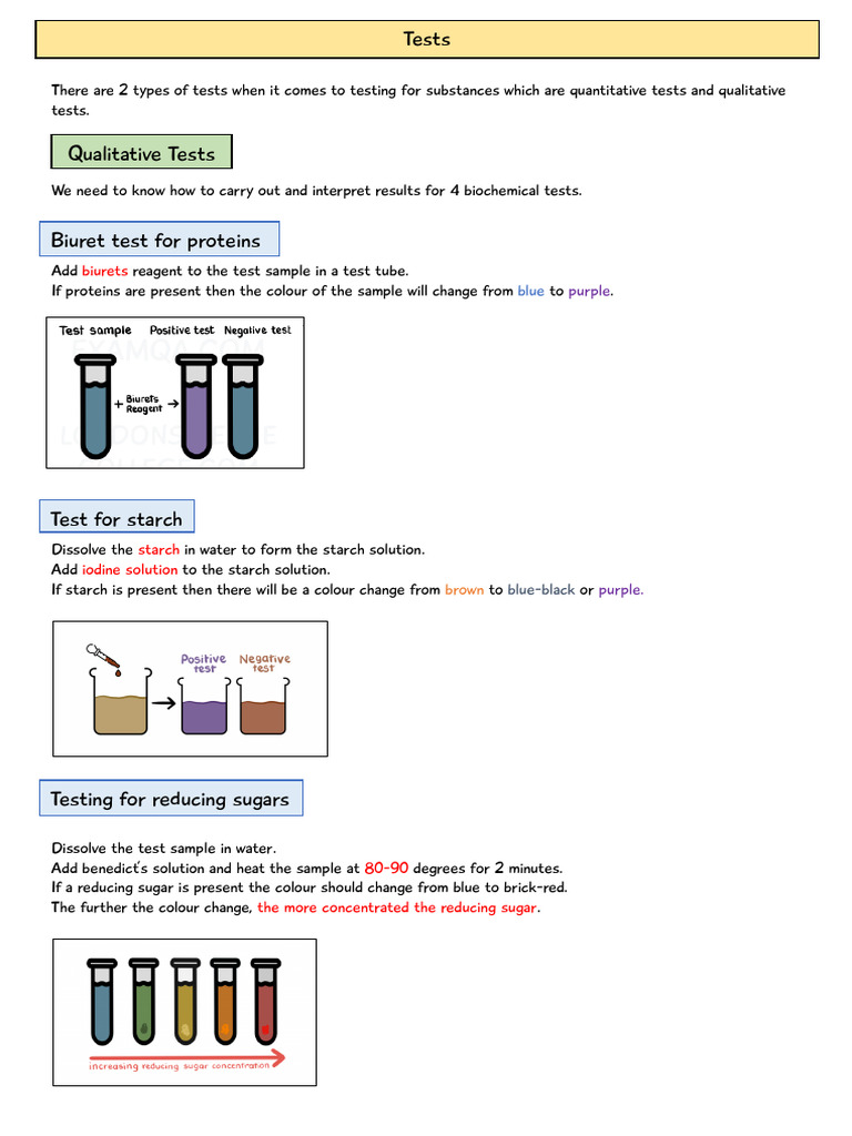 OCR A AS Level Topic 6 Biochemical Tests | PDF | Chemistry | Chemical ...