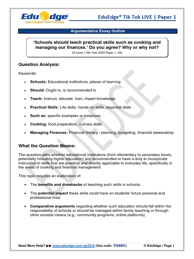Tik Tok LIVE O Level 1184 Paper 1 Q5 Argumentative Schools Should | PDF ...