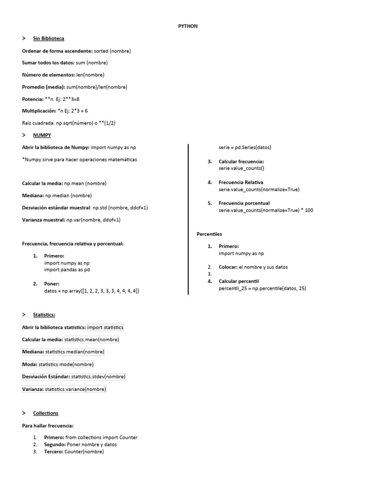 Guía Básica de Operaciones en Python | PDF | Métodos y materiales de ...