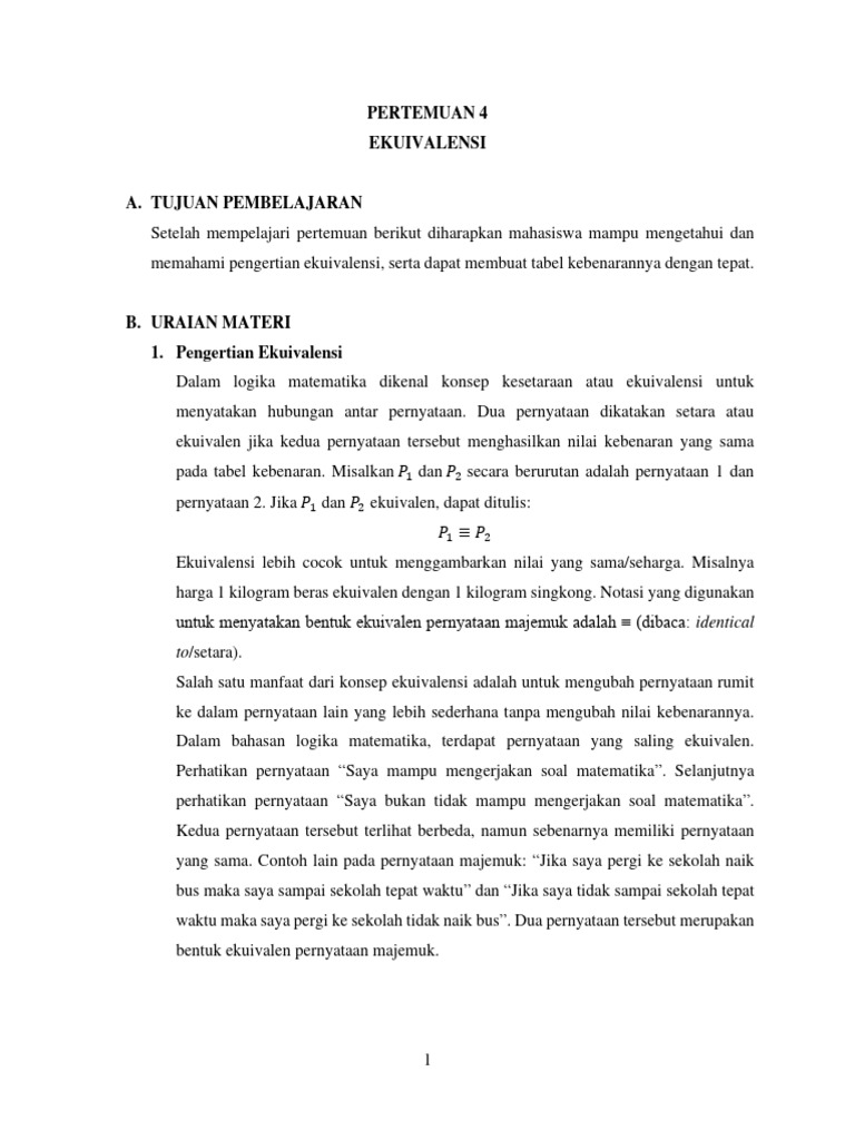 PERTEMUAN 4 - Ekuivalensi | PDF | Seni & Disiplin Bahasa