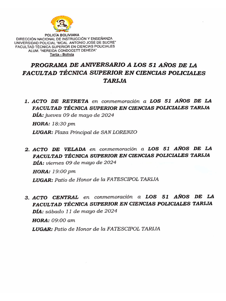 Programa de Aniversario | PDF