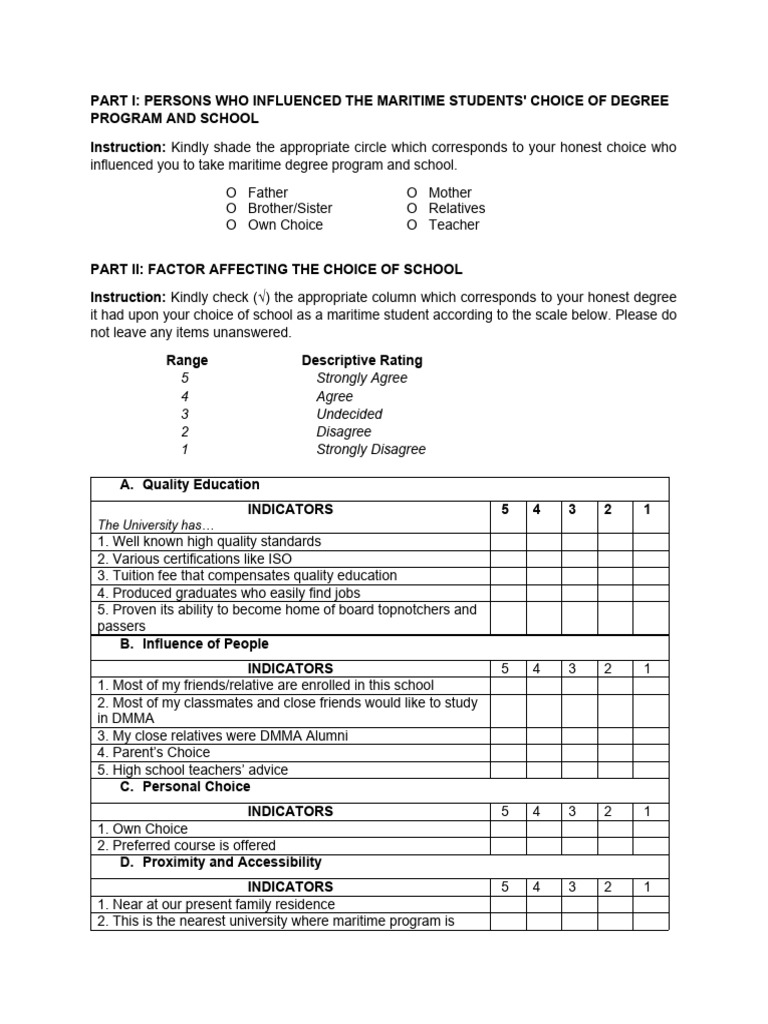 Influences on Maritime Degree Choices | PDF | Wellness