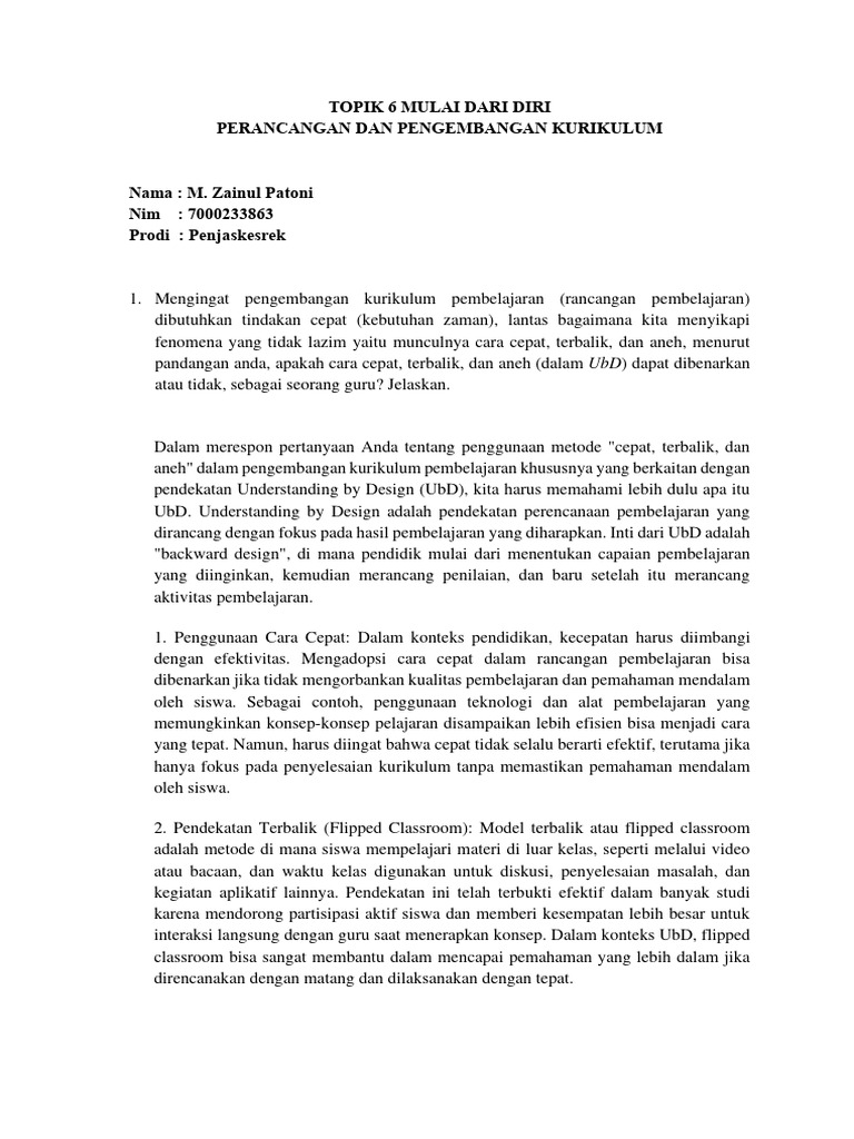 T.6 Mulai Dari Diri Perancangan Dan Pengembangan Kurikulum | PDF