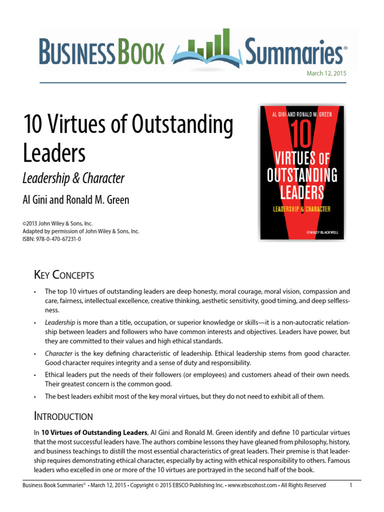 10 Virtues of Outstanding Leaders | PDF | Leadership | Courage