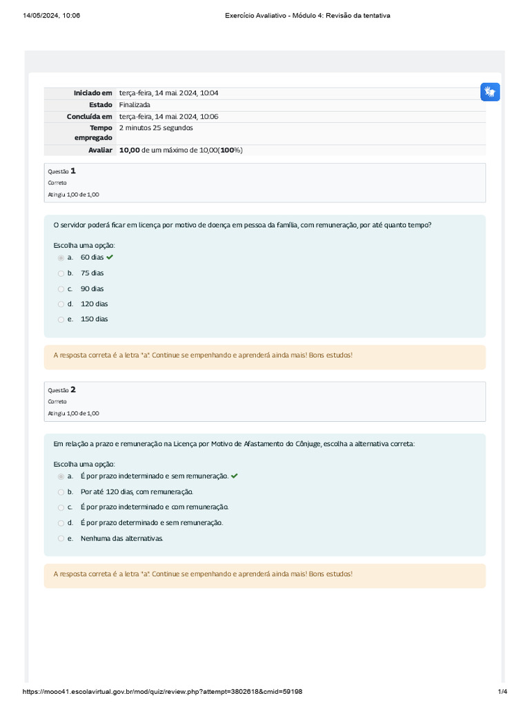Exercício Avaliativo - Módulo 4_ Revisão Da Tentativa | PDF