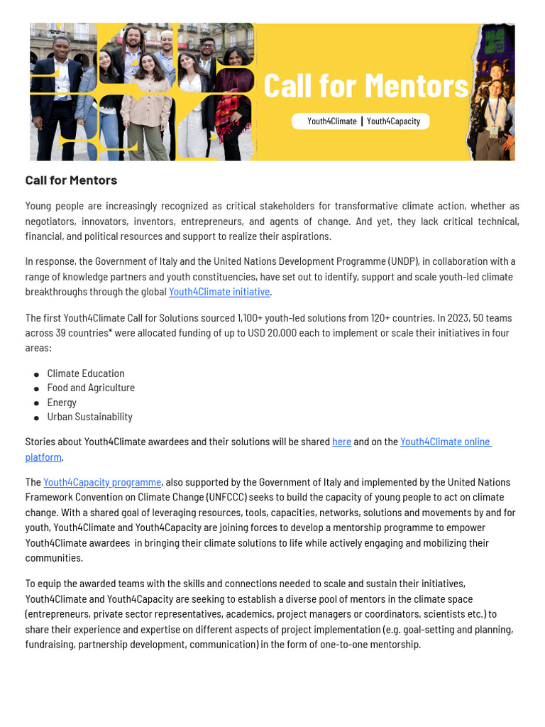 Call for Mentors | PDF | Mentorship