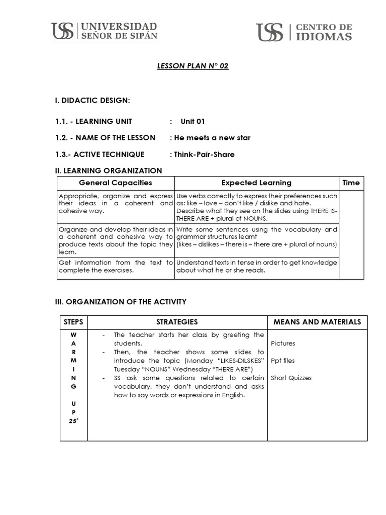 Lesson Plan 02 | Download Free PDF | Vocabulary | English Language