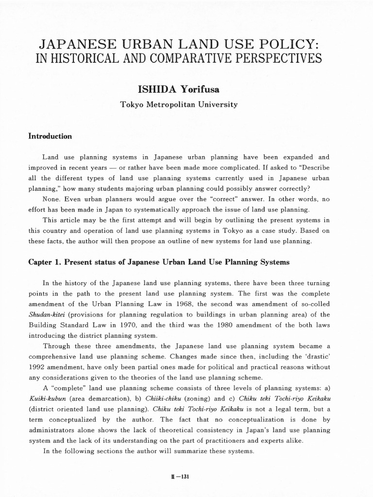 Japan's Urban Land Use Planning Systems | PDF | Zoning | Building