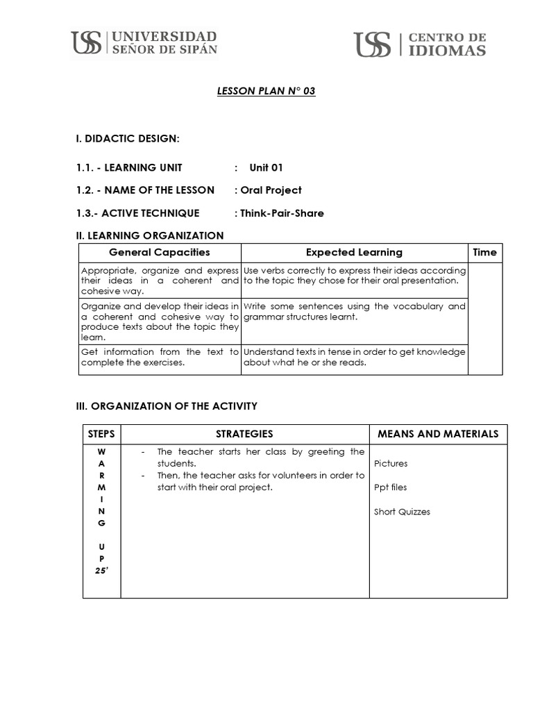 Lesson Plan 03 | PDF | Teachers | Cognitive Science