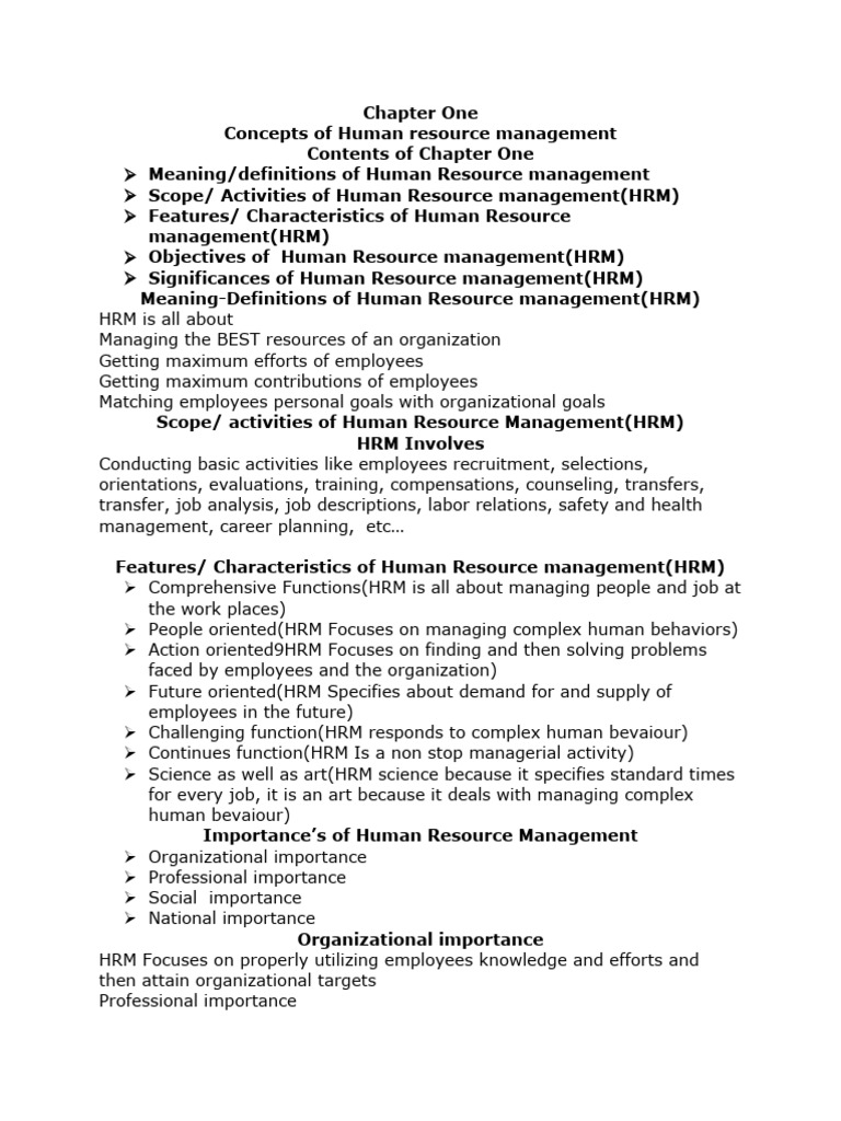 Summarized Chapter One, Two and Three HRM Lectures | PDF | Recruitment ...