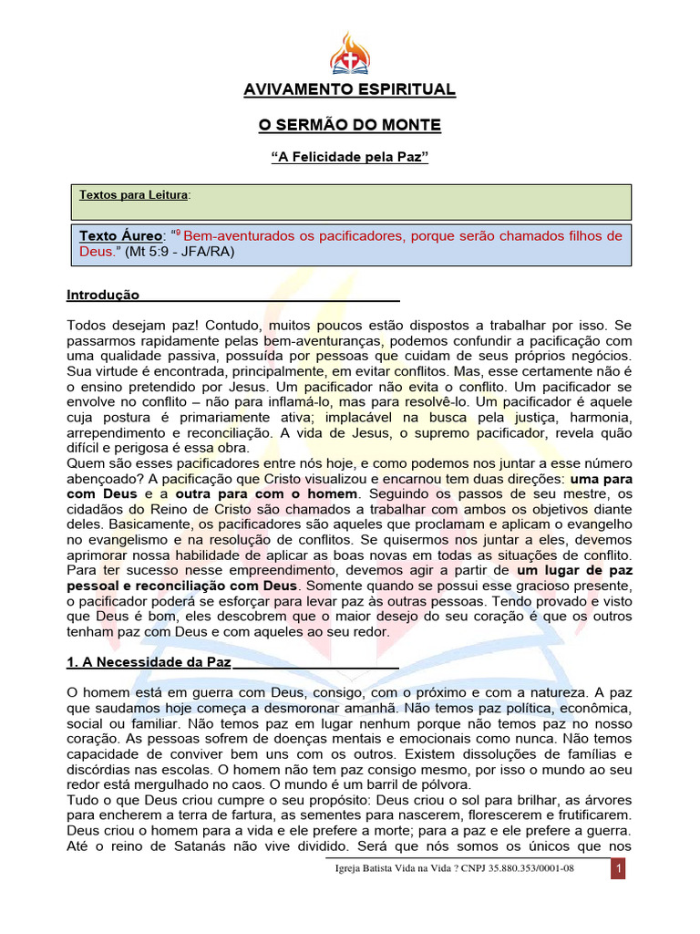 Ebd Lição 8 Sérmão Do Monte As Beatitudes A Felicidade Pela