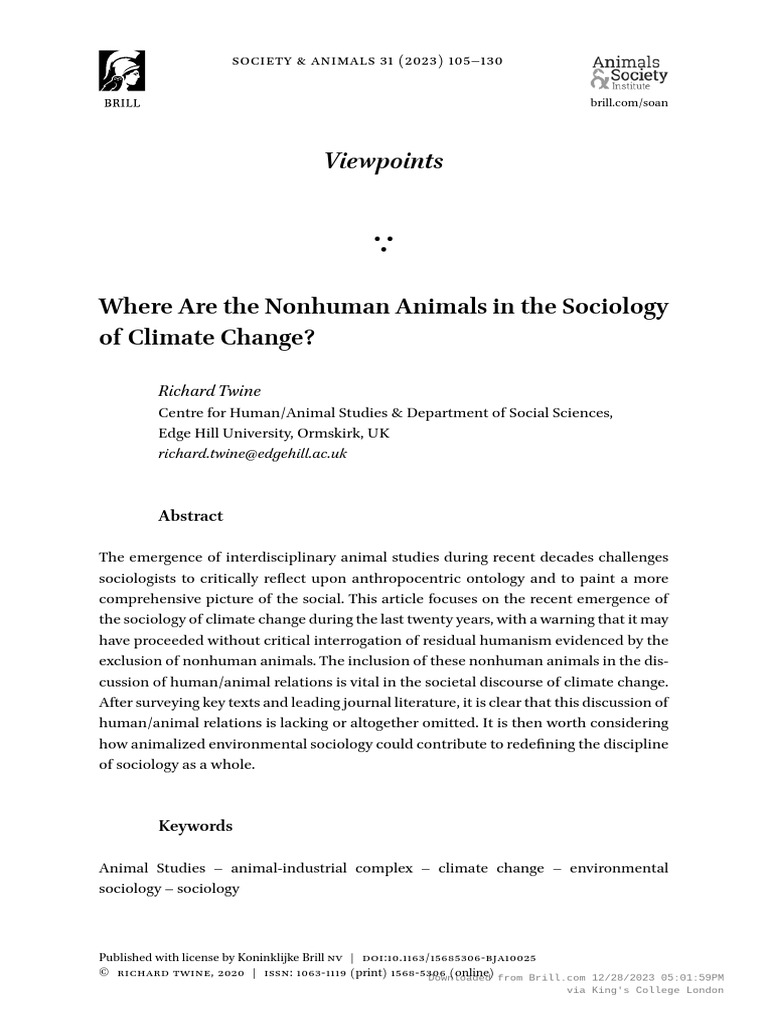 Where Are The Nonhuman Animals in The Sociology of Climate Change ...