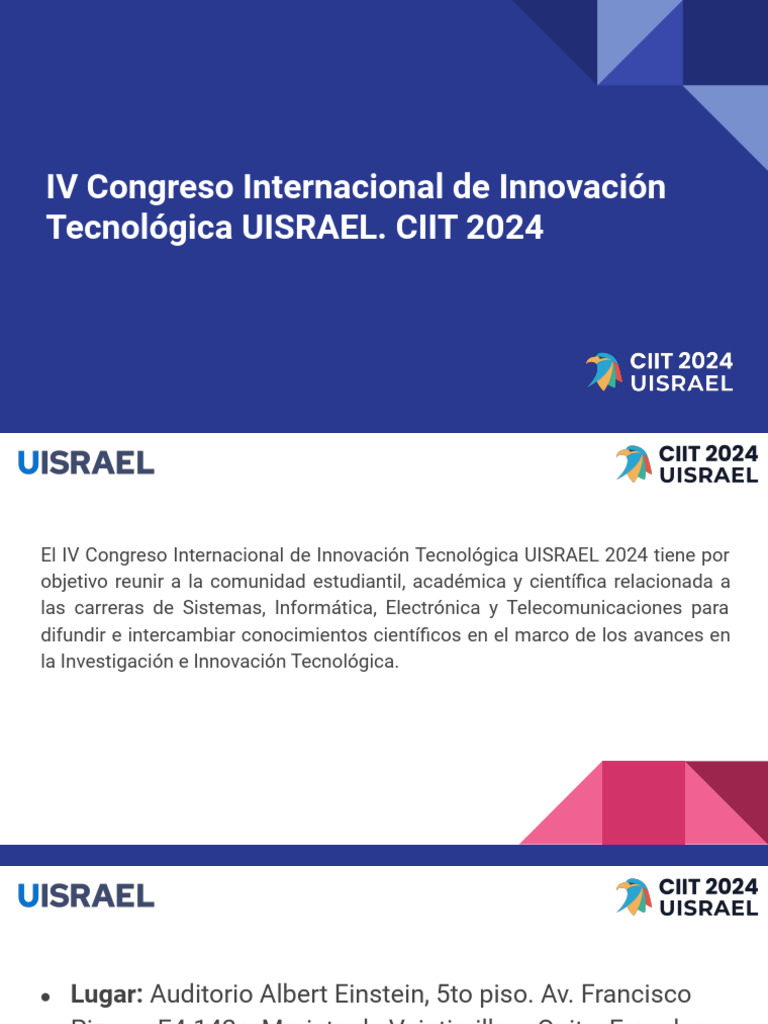 IV Congreso Internacional de Innovacion Tecnologica UISRAEL 2024VF | PDF | Ingeniería | Science