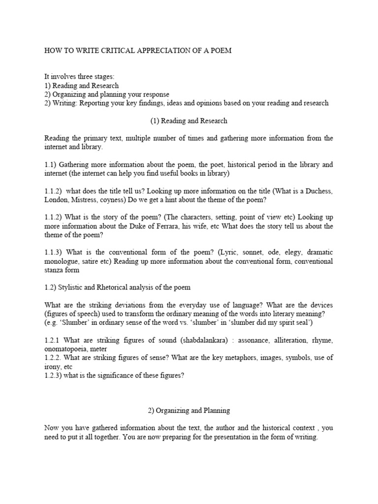 Poem Analysis Guide for Students | PDF | Poetry