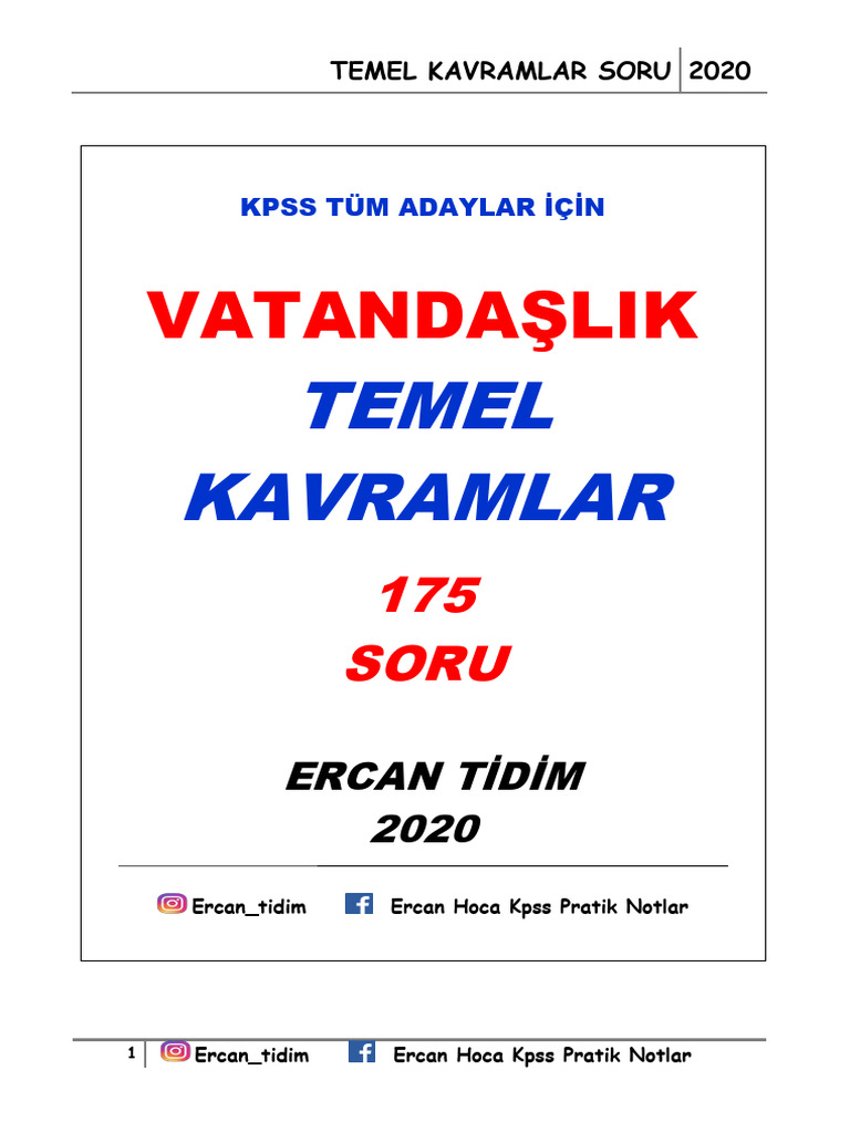 Temel Kavramlar 175 Soru Ercan T D M PDF Filename UTF 8''temel | PDF