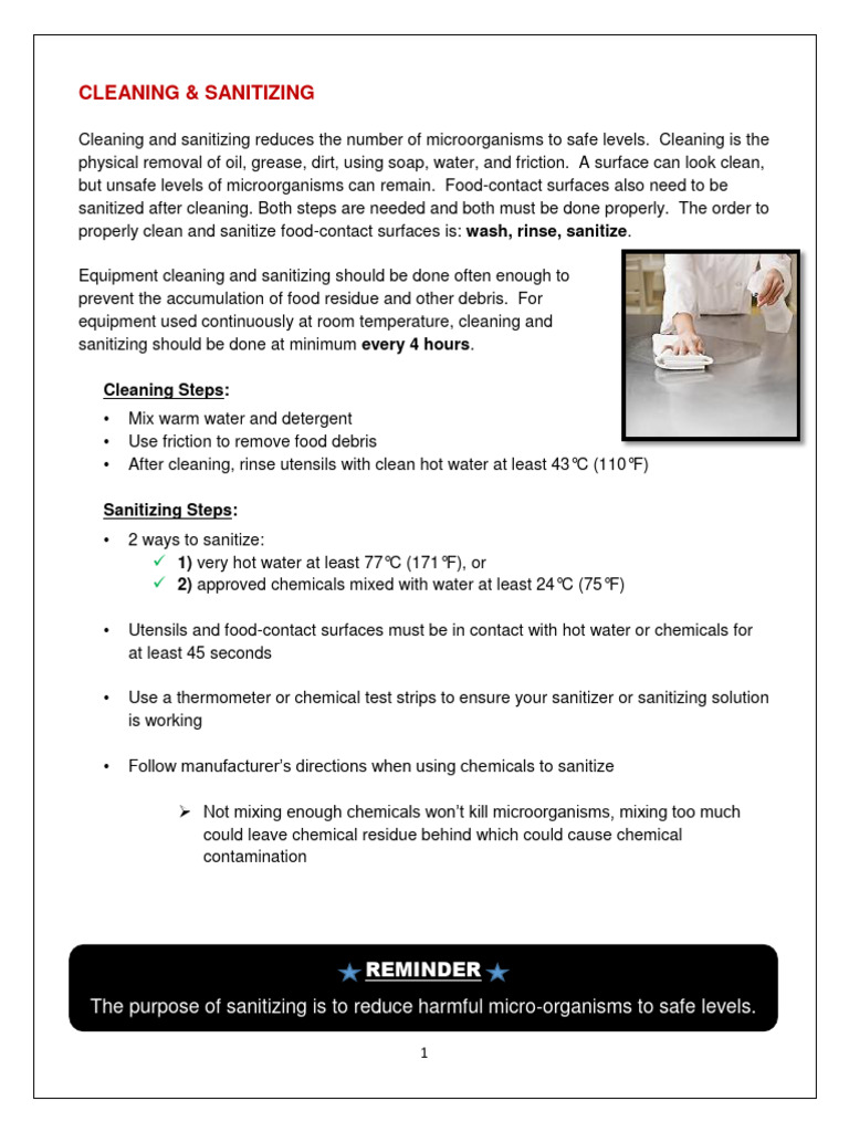 Mod 11 FHC ON - Cleaning Sanitizing2018 | PDF | Dishwasher | Hygiene