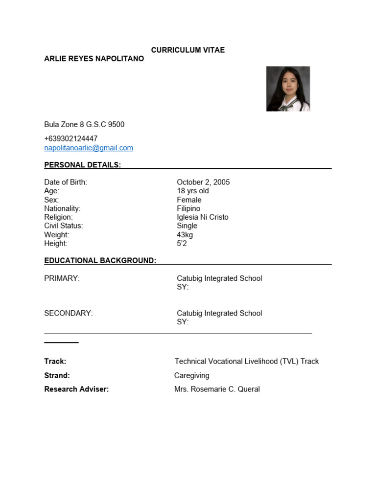 Arlie Reyes Napolitano CV | PDF