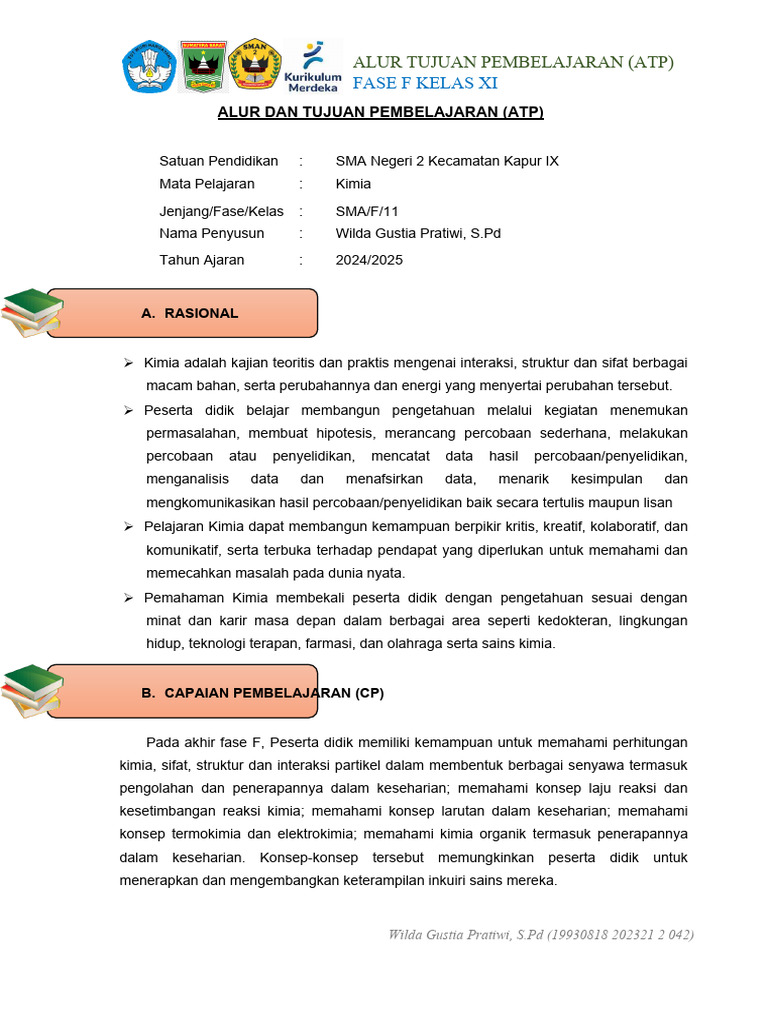 TP Dan Atp Kimia Fase F (Kelas Xi) | PDF