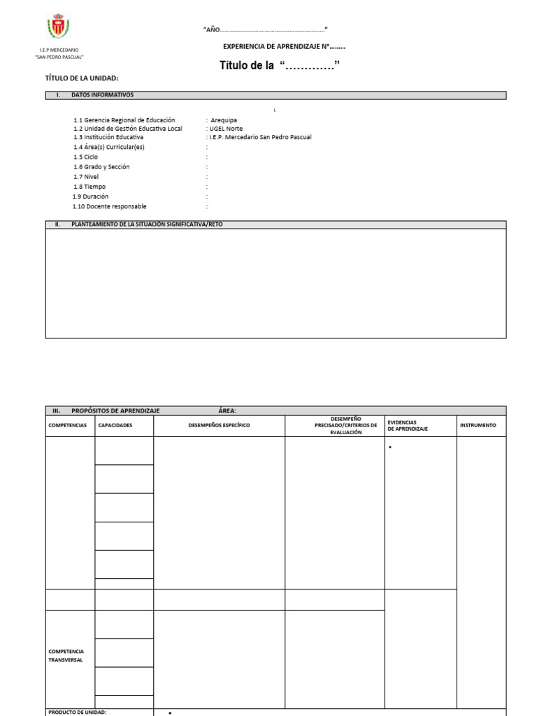 Formato-Unidad de Aprendizaje 2024 | PDF | Aprendizaje | Modificación de comportamiento