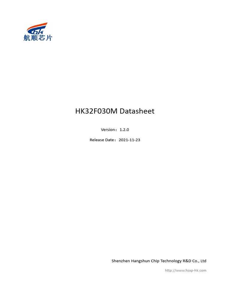 HK32F030M Datasheet Rev.1.2 | PDF | Microcontroller | Flash Memory