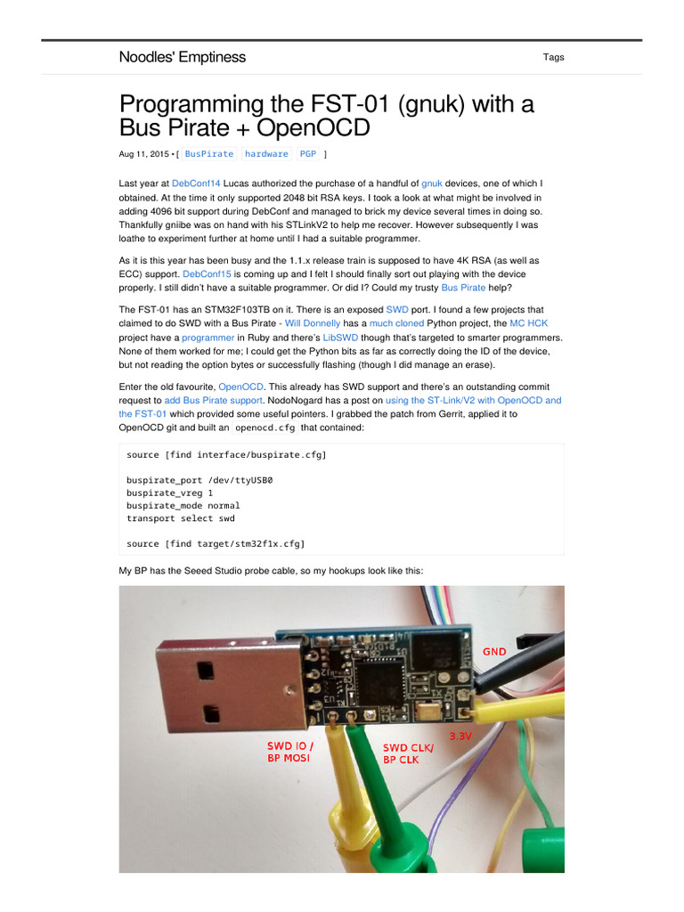 Programming The FST-01 (Gnuk) With A Bus Pirate + OpenOCD Noodles' Emptiness | PDF | Usb ...