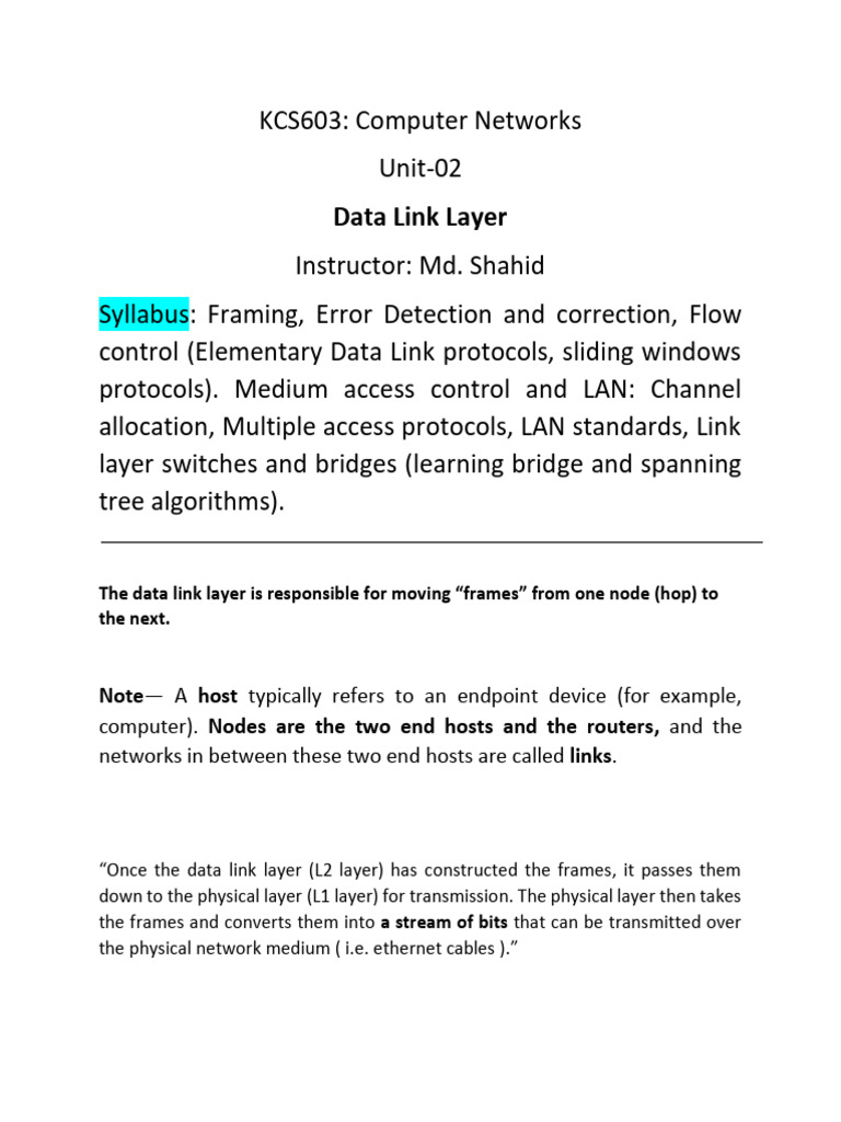 2nd Unit CN Notes 240308 204101 | PDF | Computer Network | Ethernet