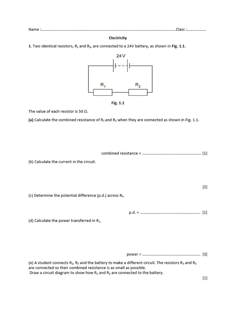 Electricity Resistor Circuit Calculations | PDF | Science & Mathematics