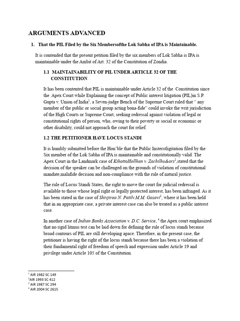 Arguments Advanced-2 | PDF | Supreme Court Of India | Constitution