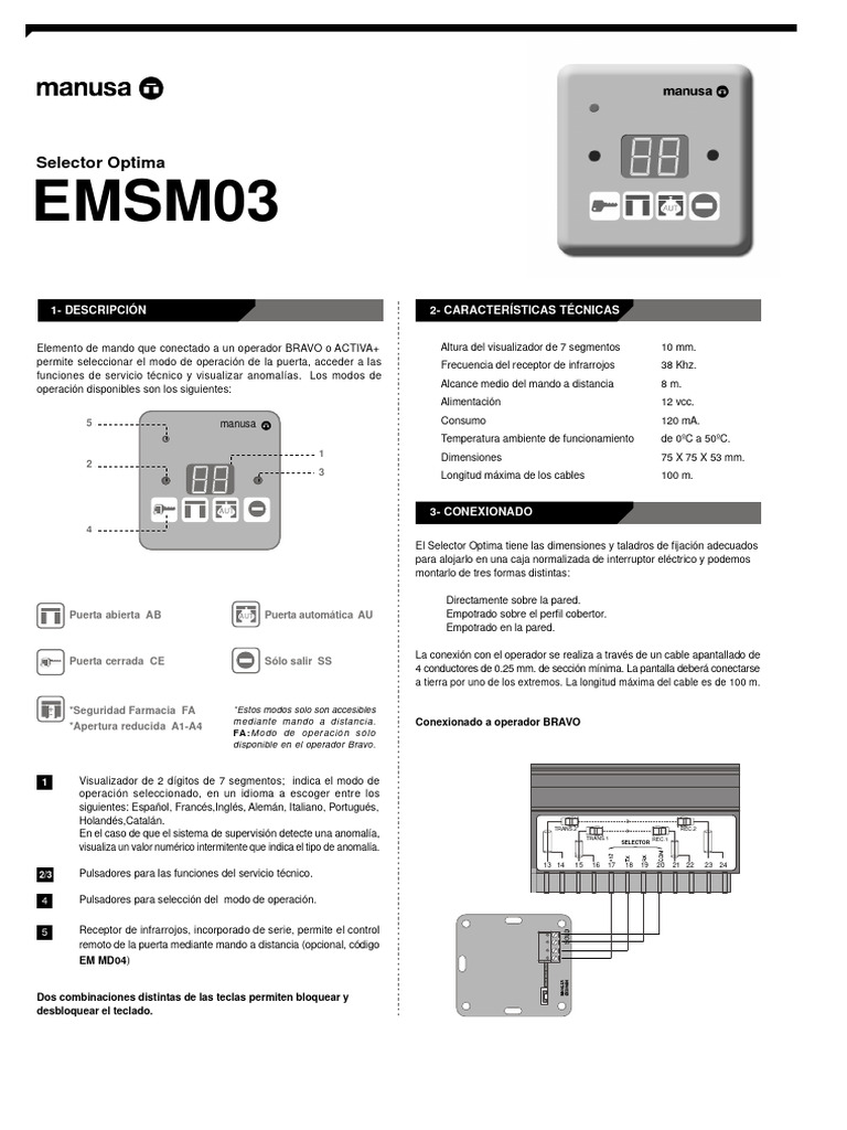 Selector Optima: Manual Técnico y Conexiones | PDF | Electricidad ...
