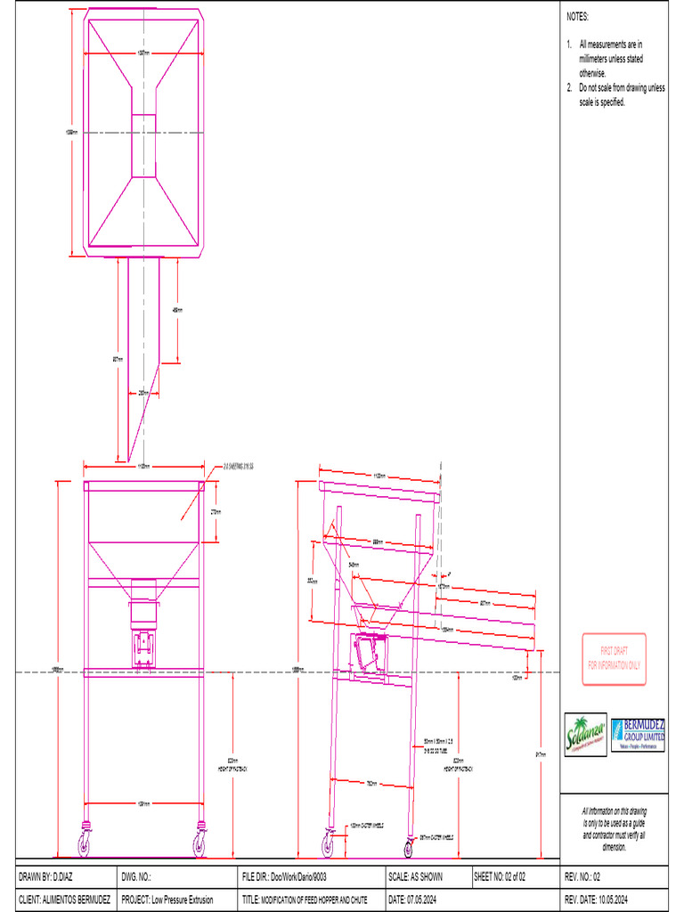 Modification of Feed Hopper and Chute 09.05.2024 Sheet 2 of 2 Rev01 ...